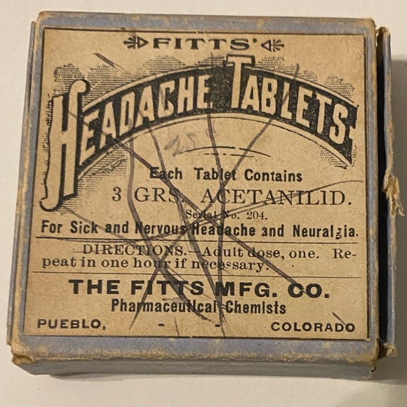 fitts | Other | Antique 90s Fitts Manufacturing Headache Tablets Box ...